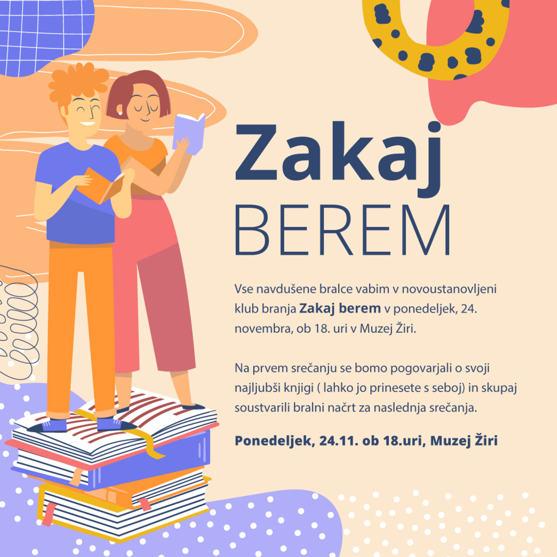 Bralni klub Zakaj berem | Muzej | Tabor | Dogodki